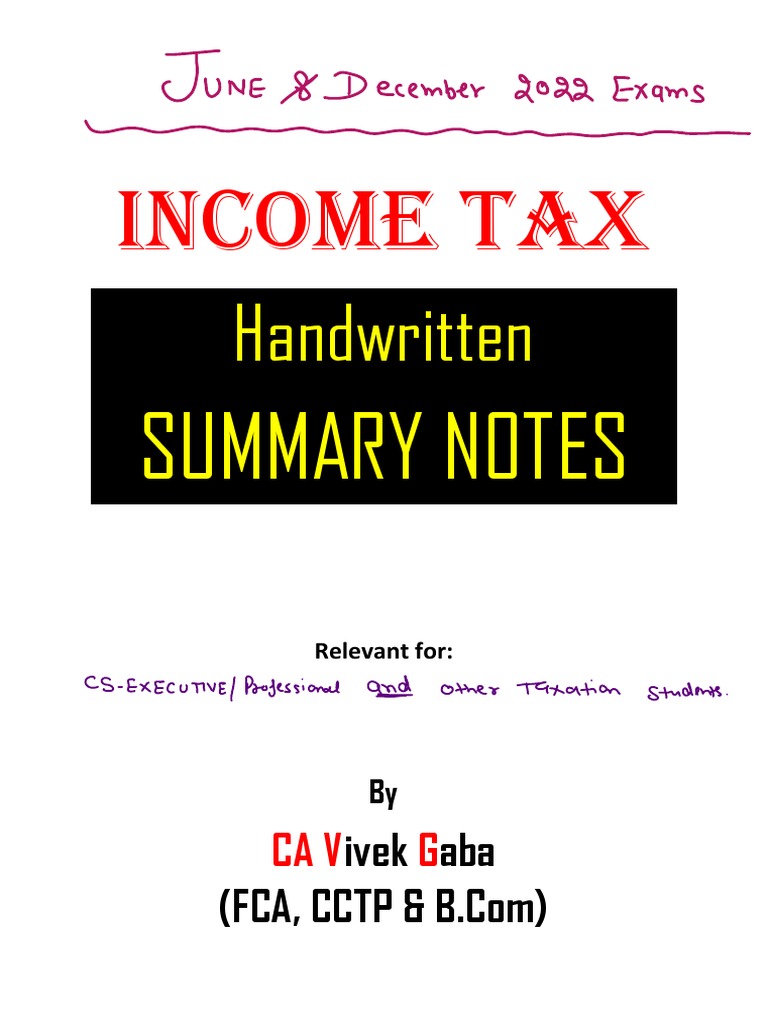 Taxation Handwritten Notes by Vivek Gaba Sir | PDF | Income Tax ...