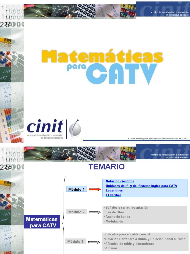 Matematicas para CATV Modulo 1 | PDF | Decibel | Logaritmo