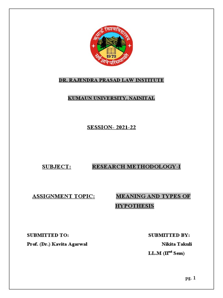 Assignment Research Methodology I | Download Free PDF | Hypothesis | Statistics