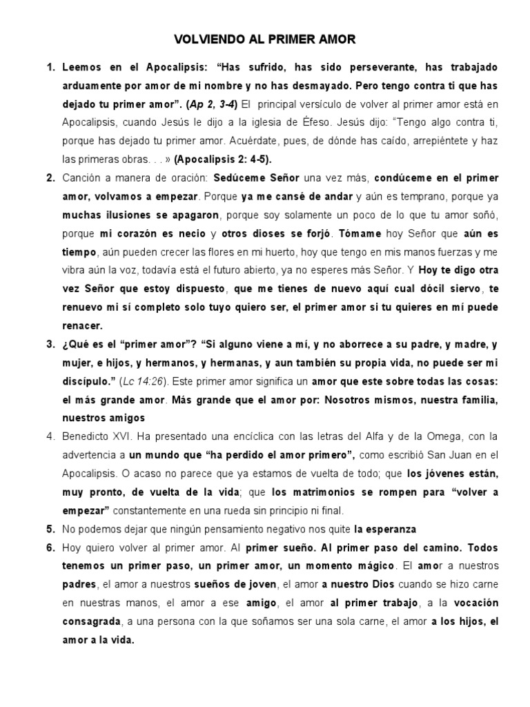 Volviendo al Primer Amor en Cristo | PDF | Amor
