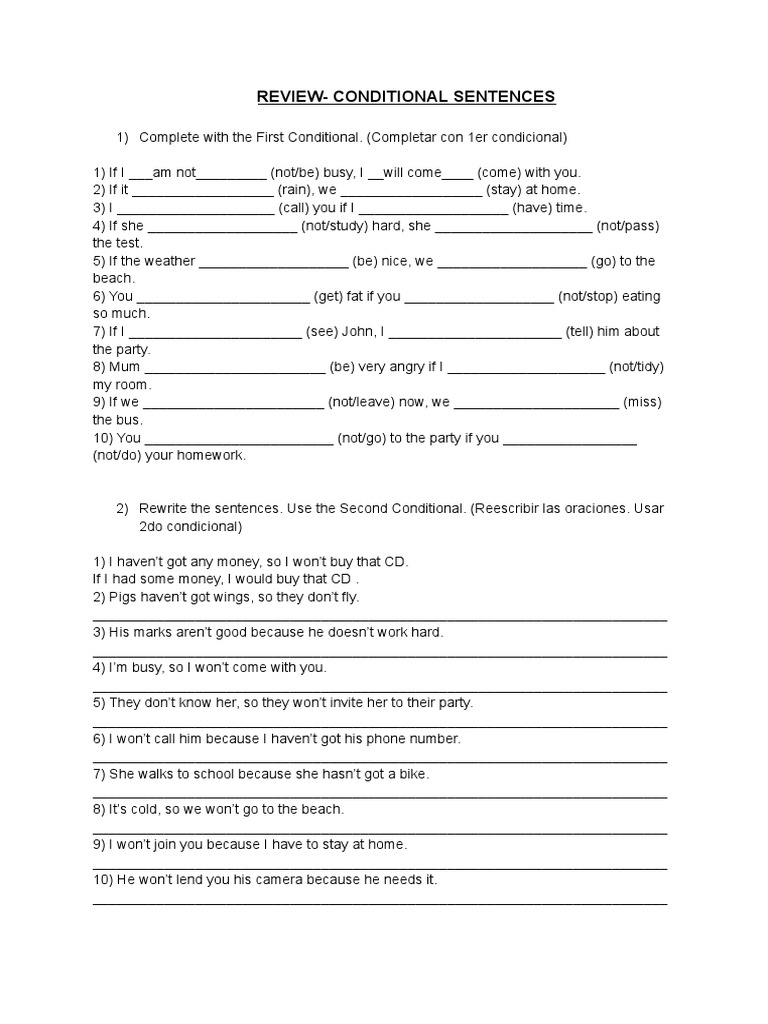 -Template- Review Conditional sentences | PDF