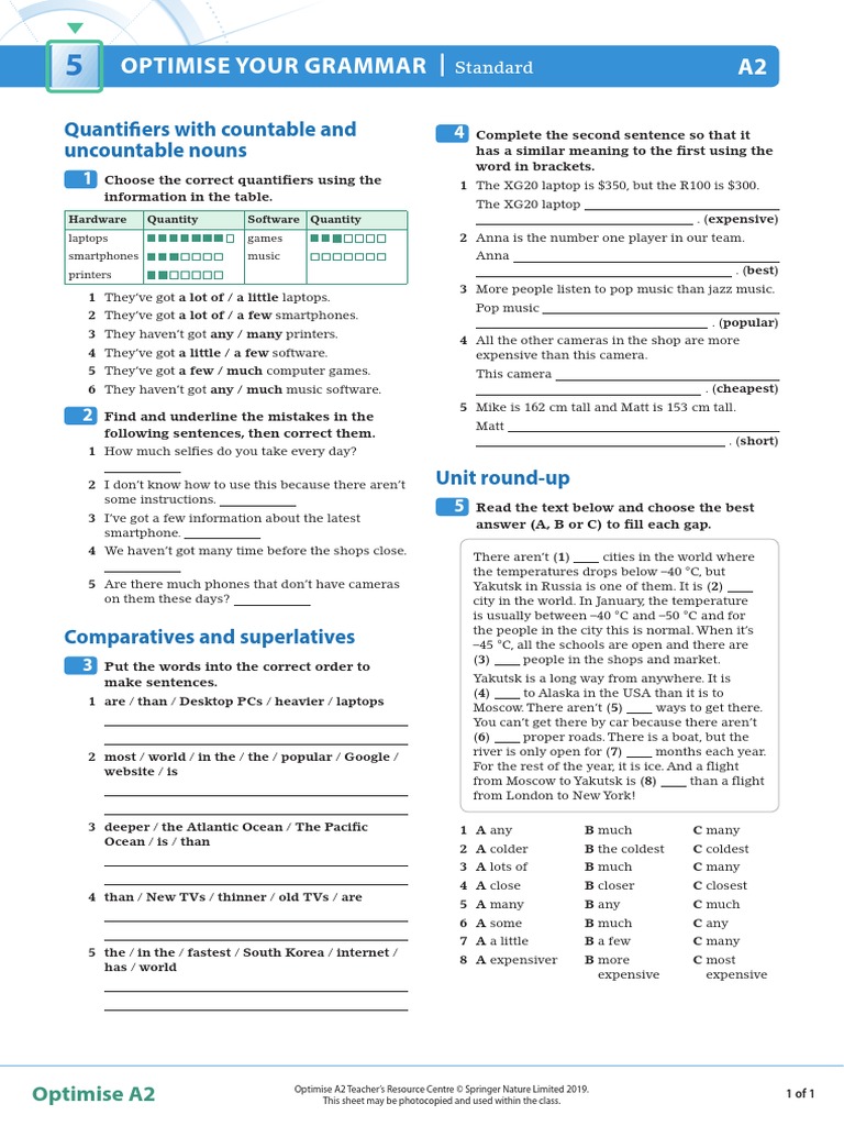 OPT A2 U05 Grammar Standard PDF | PDF | Computing | Office Equipment