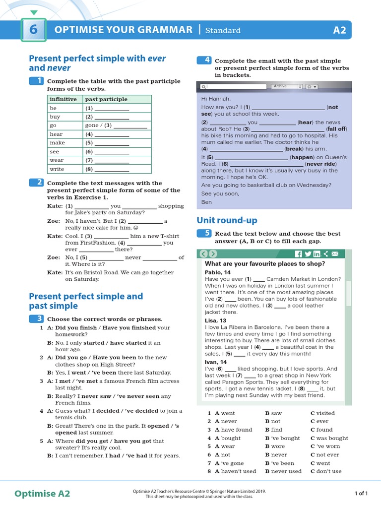 Opt A2 U06 Grammar Standard Pdf Pdf Languages Foreign Language