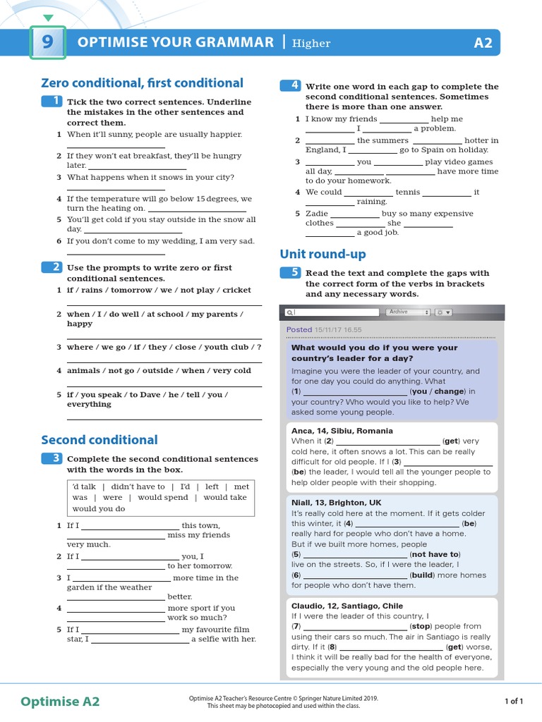 OPT A2 U09 Grammar Higher PDF | PDF