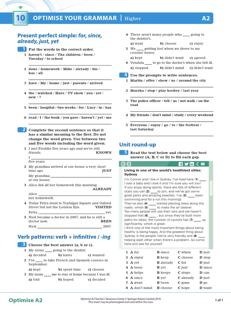 OPT A2 U10 Grammar Higher PDF | PDF