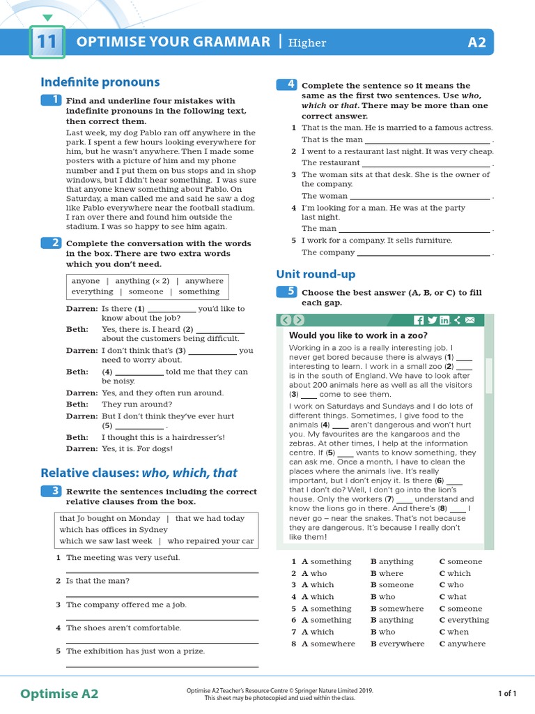 OPT A2 U11 Grammar Higher PDF | PDF