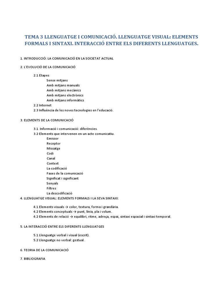 Tema 3 Llenguatge I Comunicació | PDF