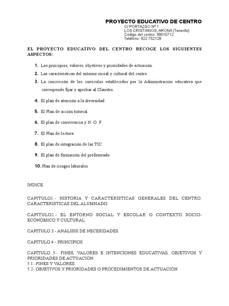 Pec - Proyecto Educativo de Centro (2023 - 02 - 20 17 - 10 - 28 Utc) PDF | PDF | Maestros ...