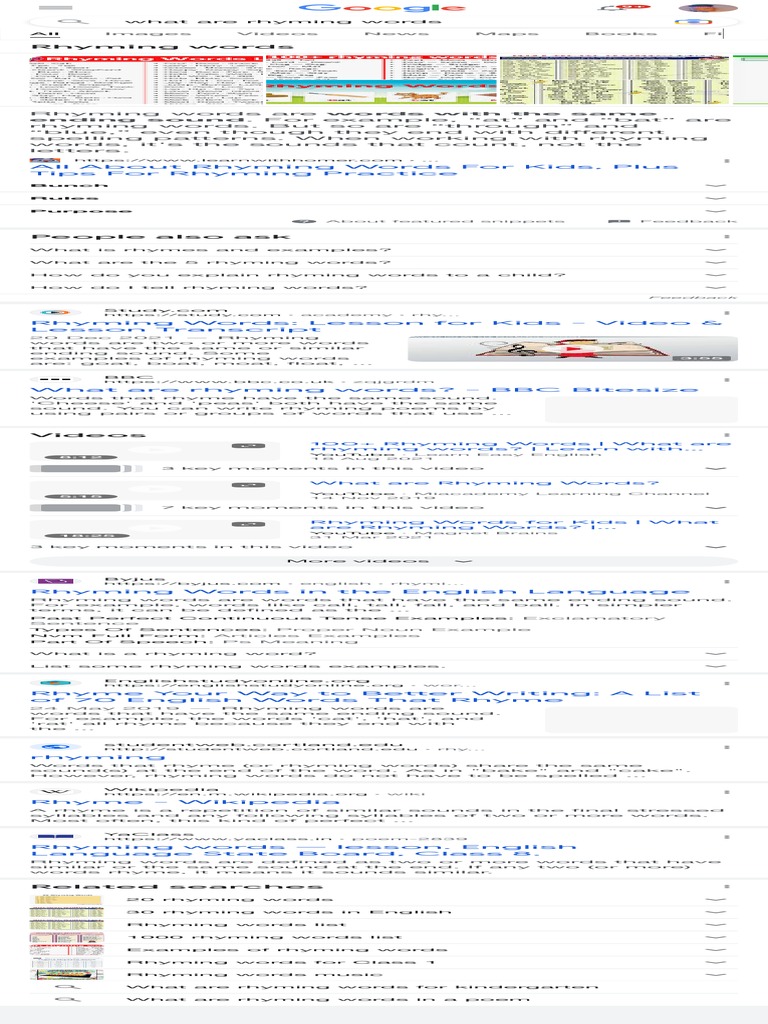 Exploring Rhyming Words: Examples, Rules, and Uses in Poetry | PDF ...