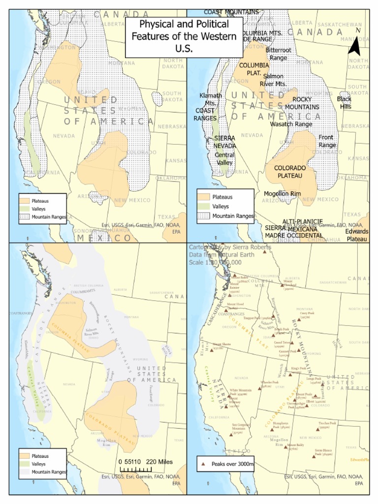 Maps of Physical Features and Political Boundaries in The Western US | PDF