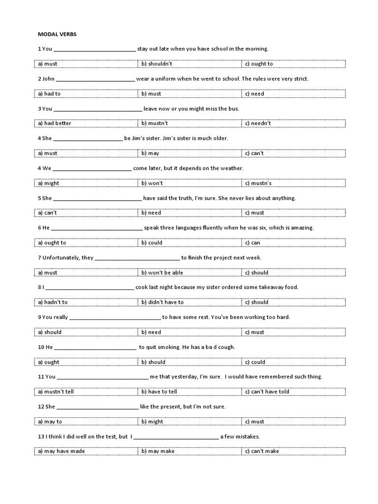 MODAL VERBS - Choose The Correct Modal Verb | PDF