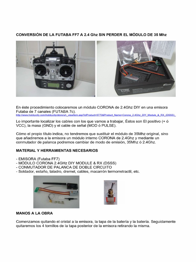 Conversion FUTABA FF7 A 2.4 GHZ Sin Perder Modulo de 35 MHZ | PDF