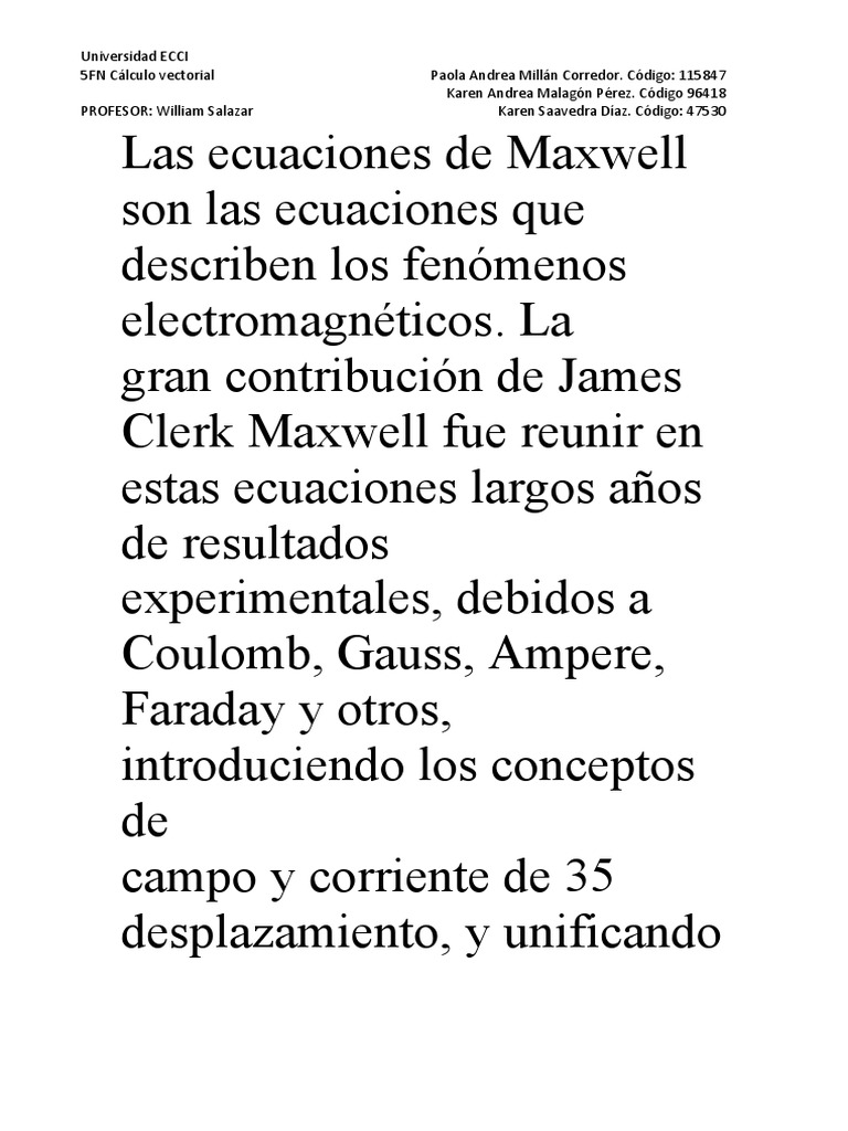 Ecuaciones de Maxwell: Fundamentos y Aplicaciones | PDF ...