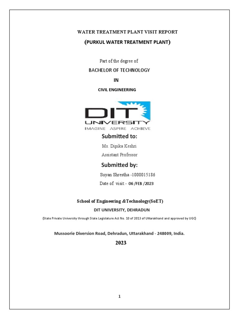 PURKUL WATER TREATMENT PLANT Report | PDF | Water Purification | Sewage ...