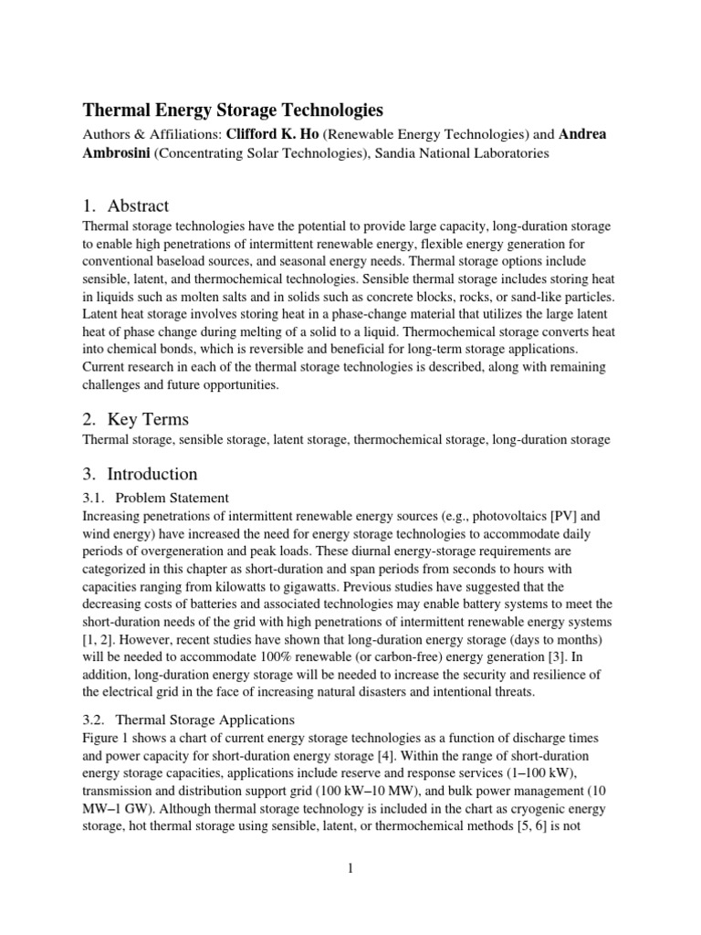 Thermal Energy Storage Technologies PDF | PDF | Energy Storage | Latent ...