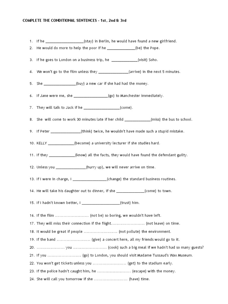 Complete The Conditional Sentences | PDF