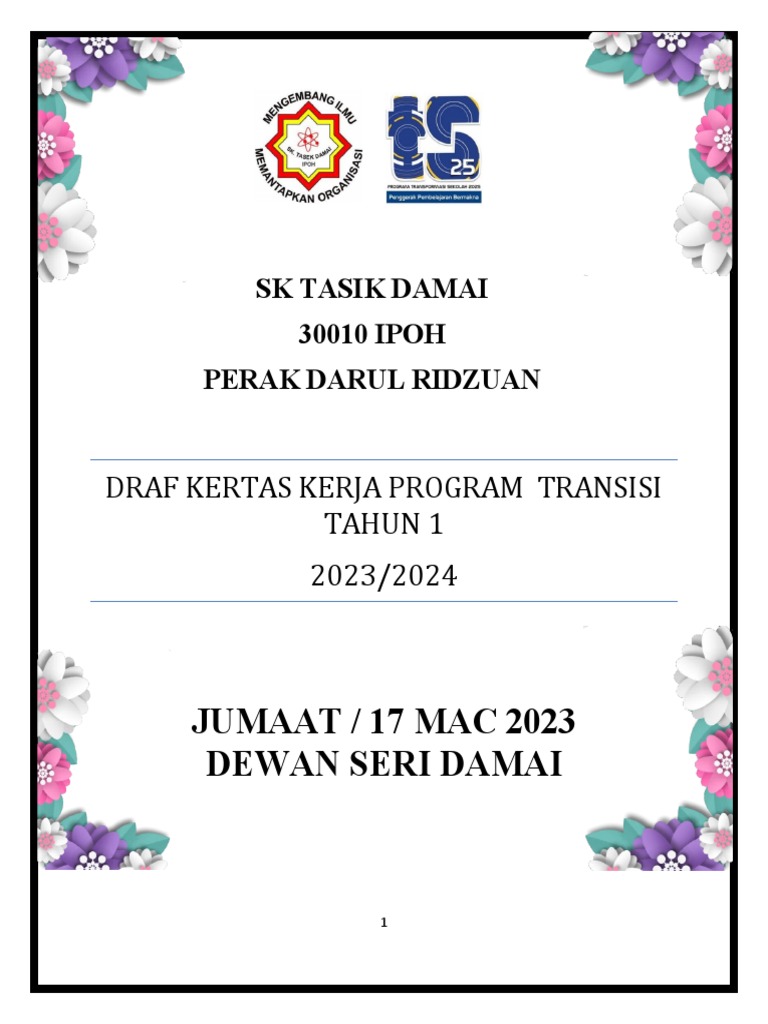 DRAF Kertas Kerja PROGRAM Transisi Tahun 1 | PDF