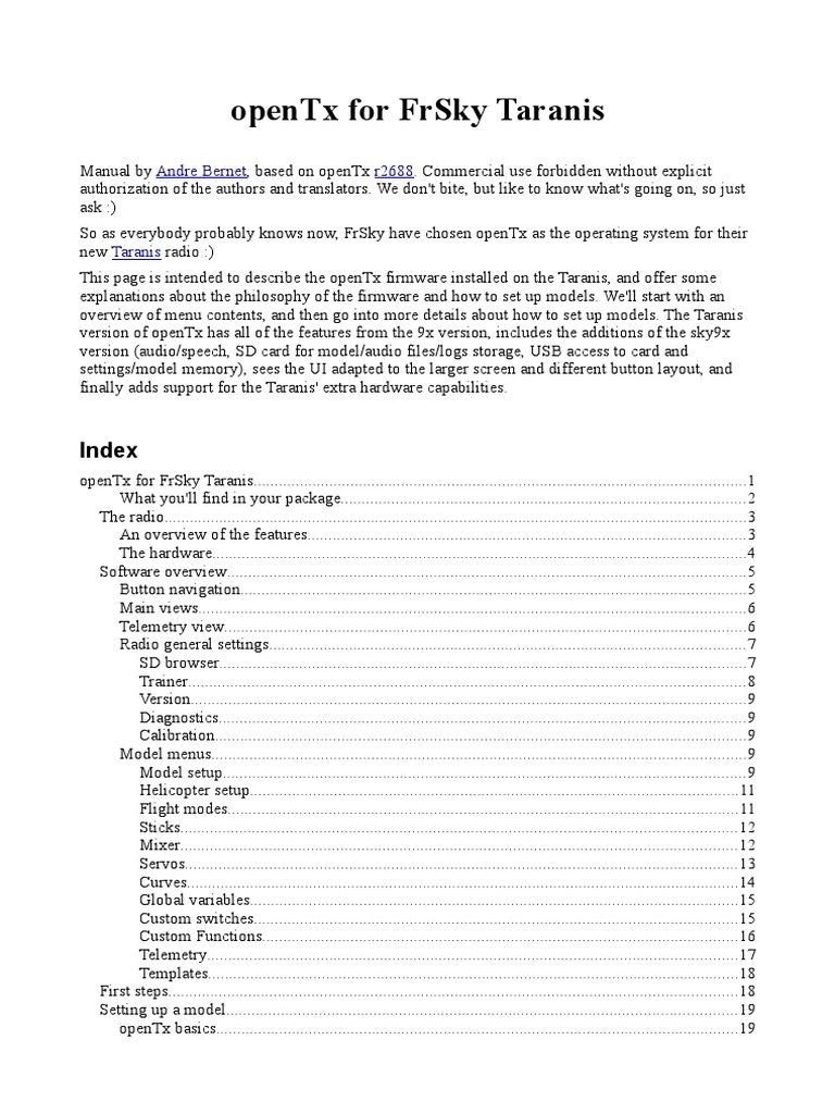 Opentx FrSky Manual 130822 | PDF | Variable (Mathematics) | Computer File