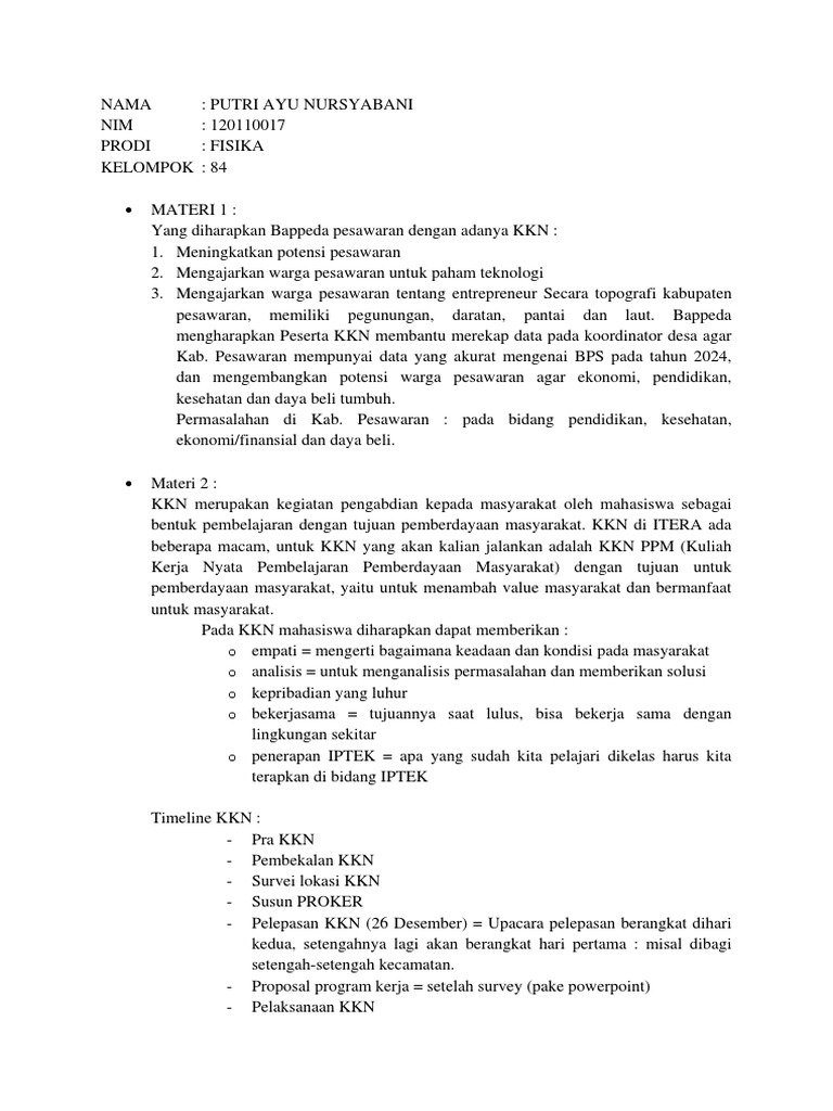Resume Pembekalan KKN | PDF