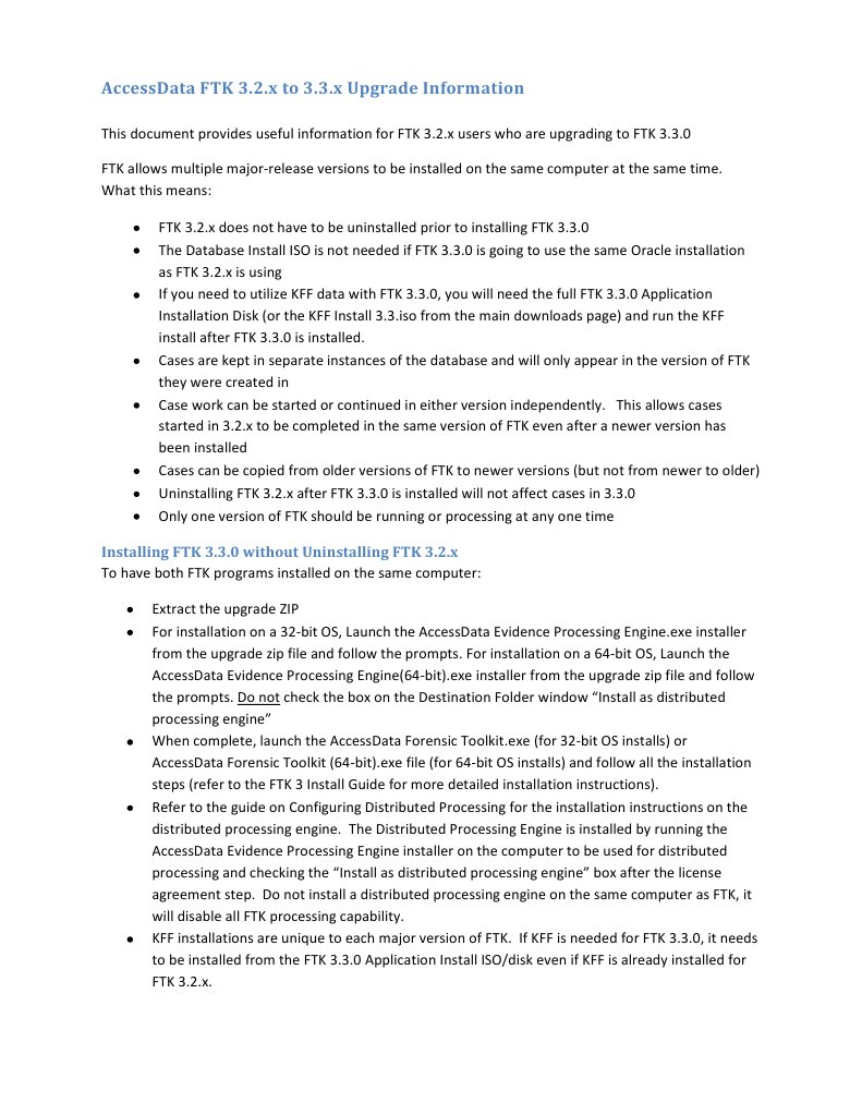 Access Data FTK 32x-33x Upgrade | PDF | Installation (Computer Programs ...
