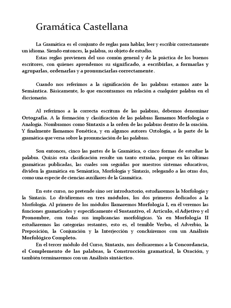 Gramática Castellana (1).pdf | PDF | Palabra | Gramática