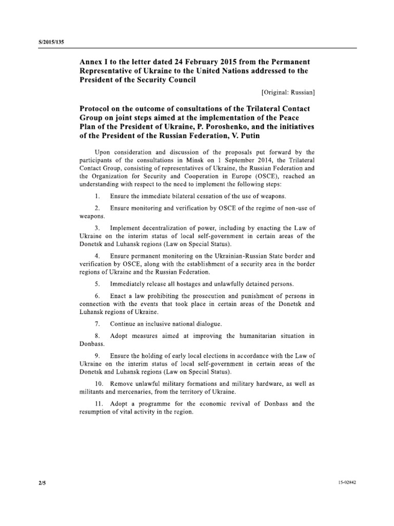 Minsk Agreement PDF | PDF