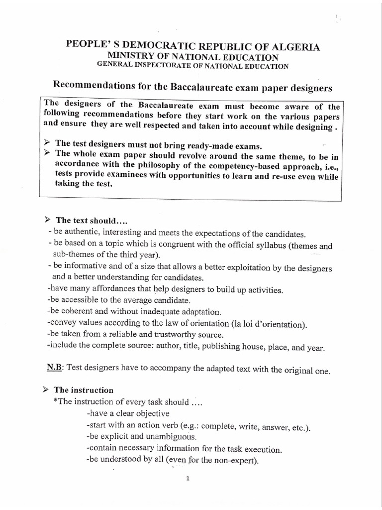 Bac Exam Design Pdf Pdf