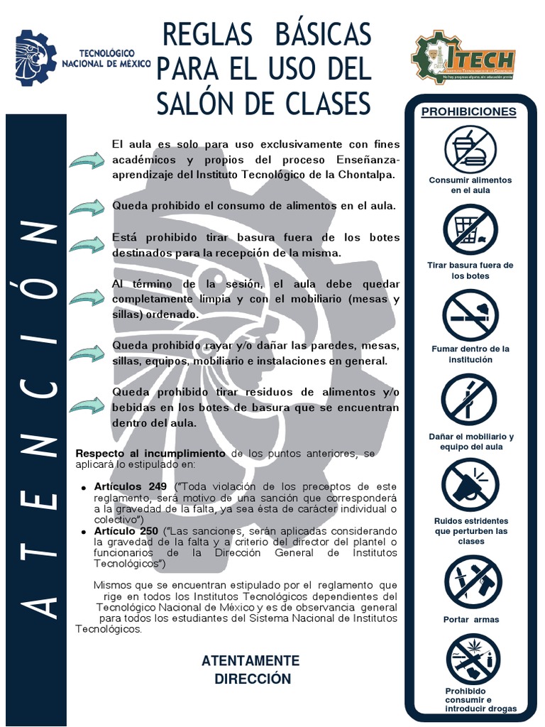 Reglas Básicas para El Uso Del Salón de Clases... | PDF | Salón de ...