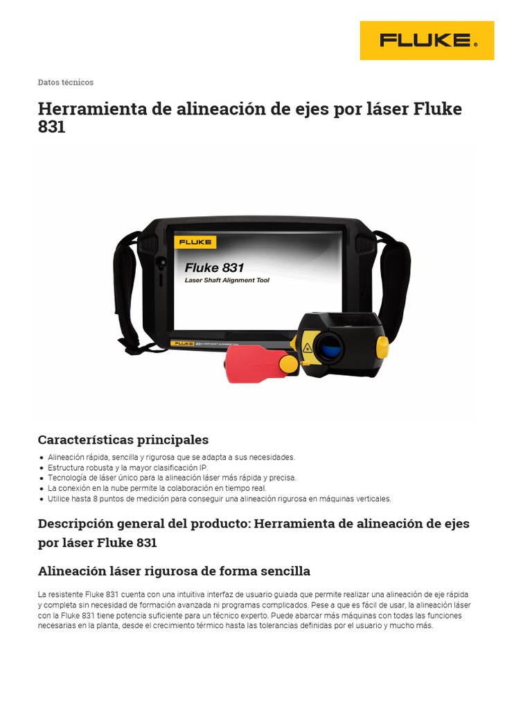 Herramienta de Alineación de Ejes Por Láser Fluke 831 (Data Sheet ...