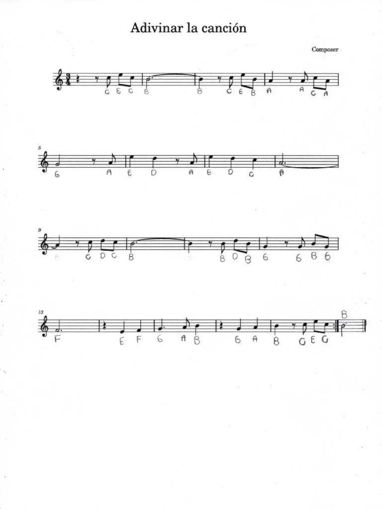 JuanSebastianSilvaGuerrero-Ciclo2-Musica-partitura Con Las Notas | PDF