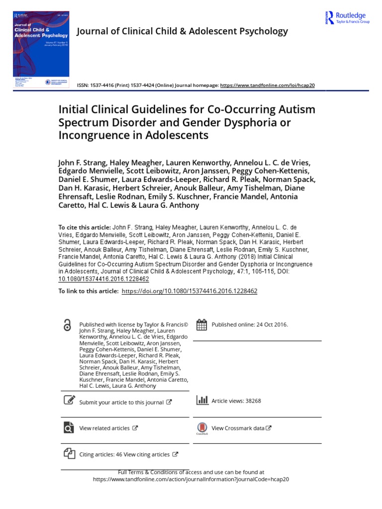 Initial Clinical Guidelines For Co Occurring Autism Spectrum Disorder ...