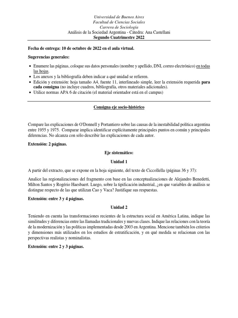 Consigna Primer Parcial ASA 2C 2022 | PDF | Economias