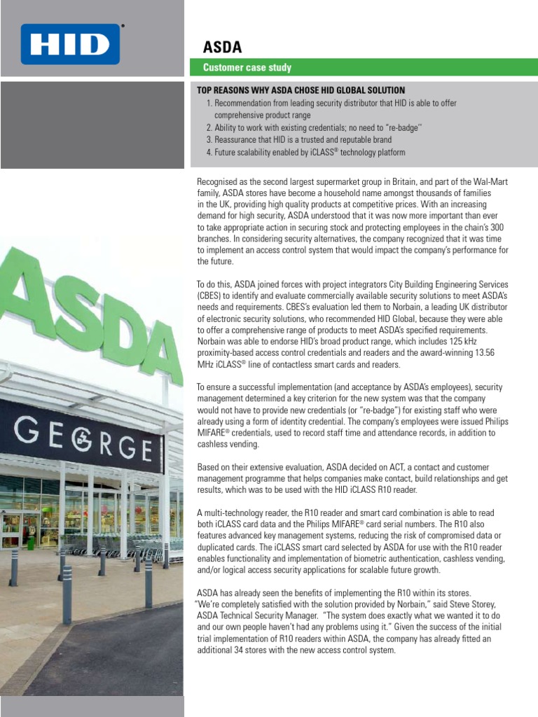 Customer Case Study: Top Reasons Why Asda Chose Hid Global Solution | PDF | Computing | Business