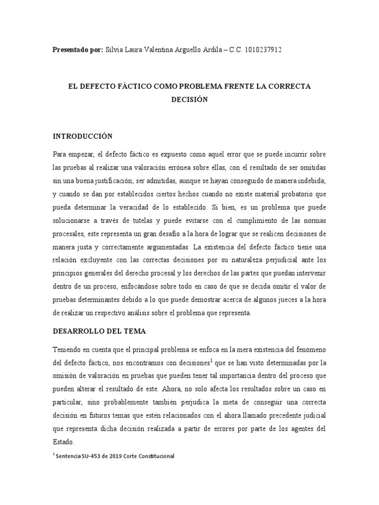 El Defecto Fáctico y Su Problema Con La Correcta Decisión | PDF | Juez ...