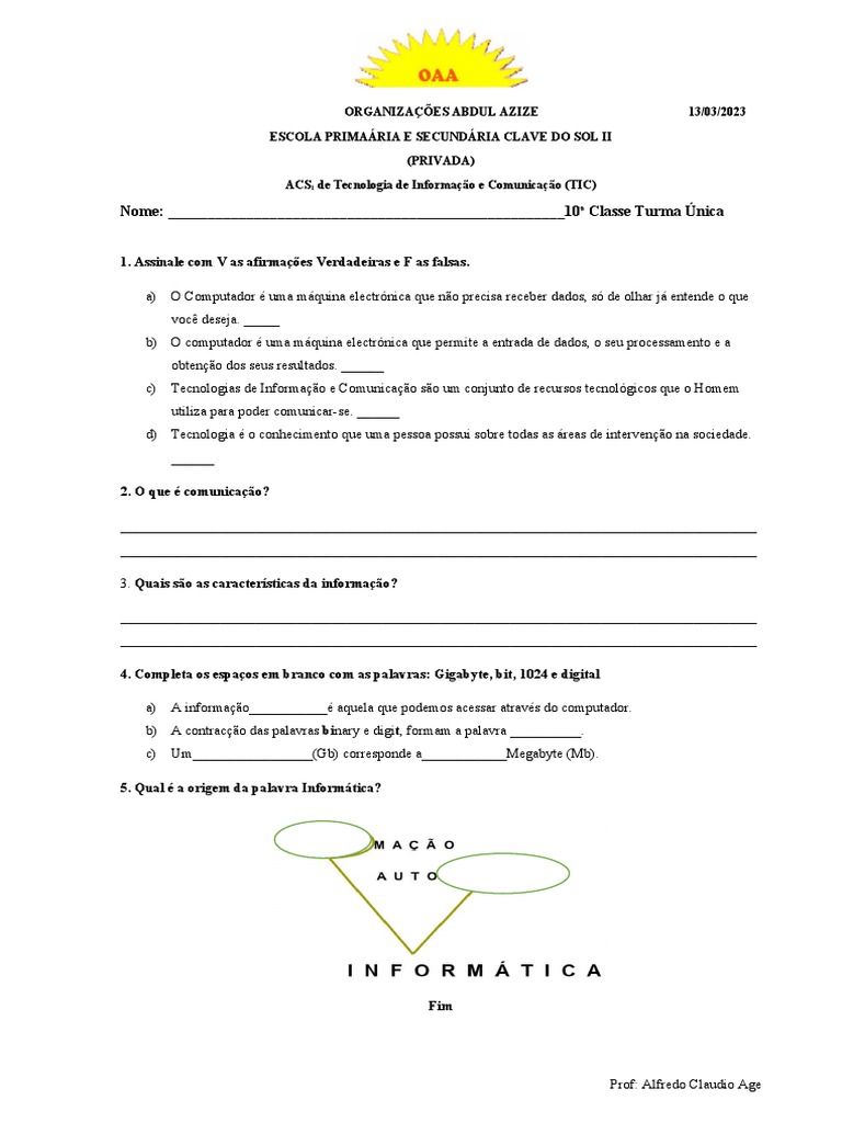 Acs 1 Tics 8 Classe | PDF