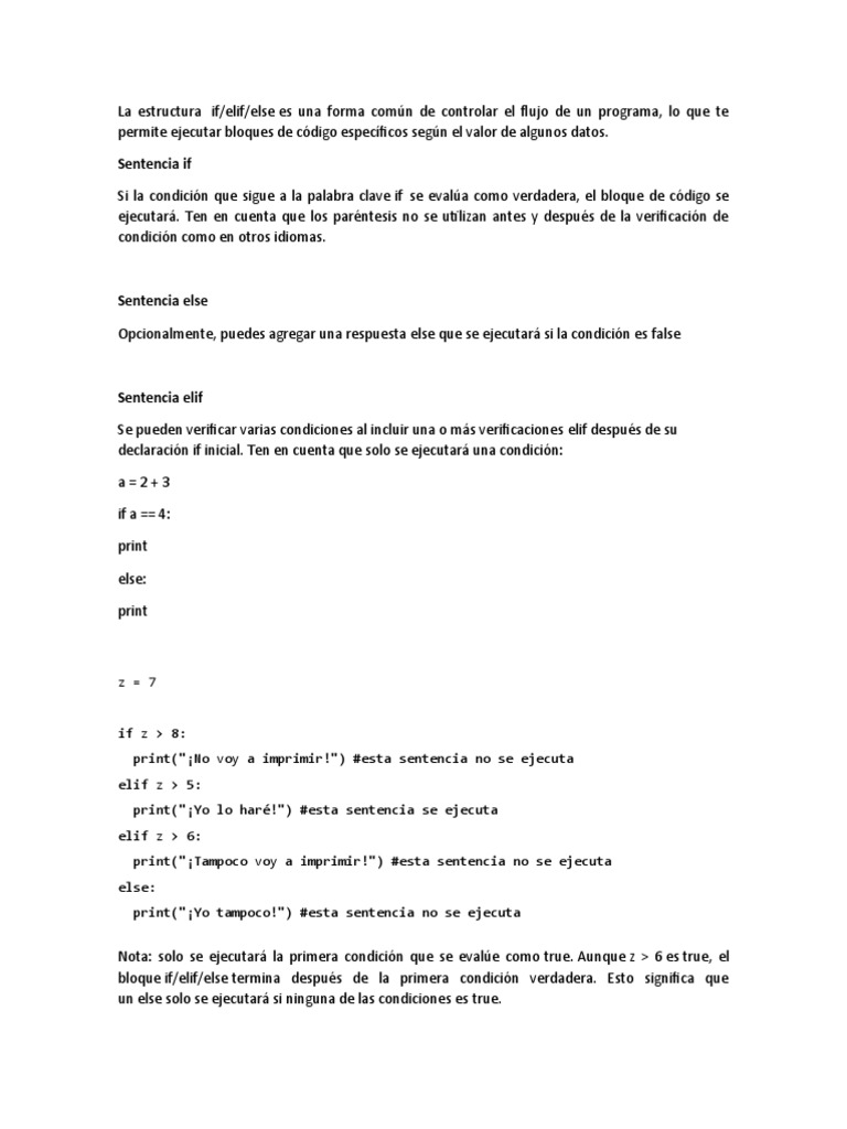 La Estructura If, Else Elif | PDF