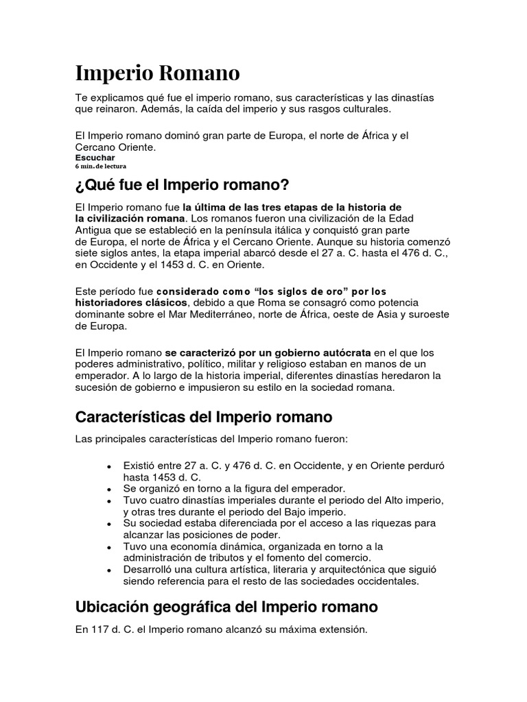El Imperio Romano | PDF | imperio Romano | imperio Bizantino