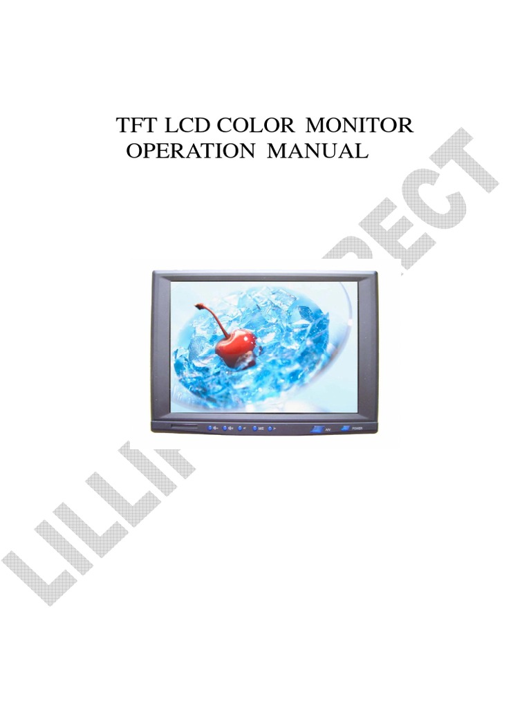 TFT LCD Color Monitor Operation Manual | PDF | Computer Monitor | Menu (Computing)