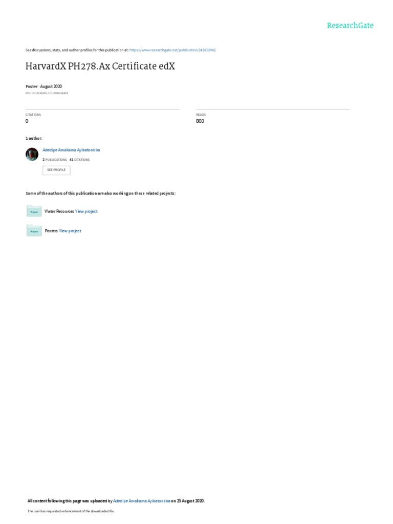 HarvardXPH278.AxCertificate Edx | PDF