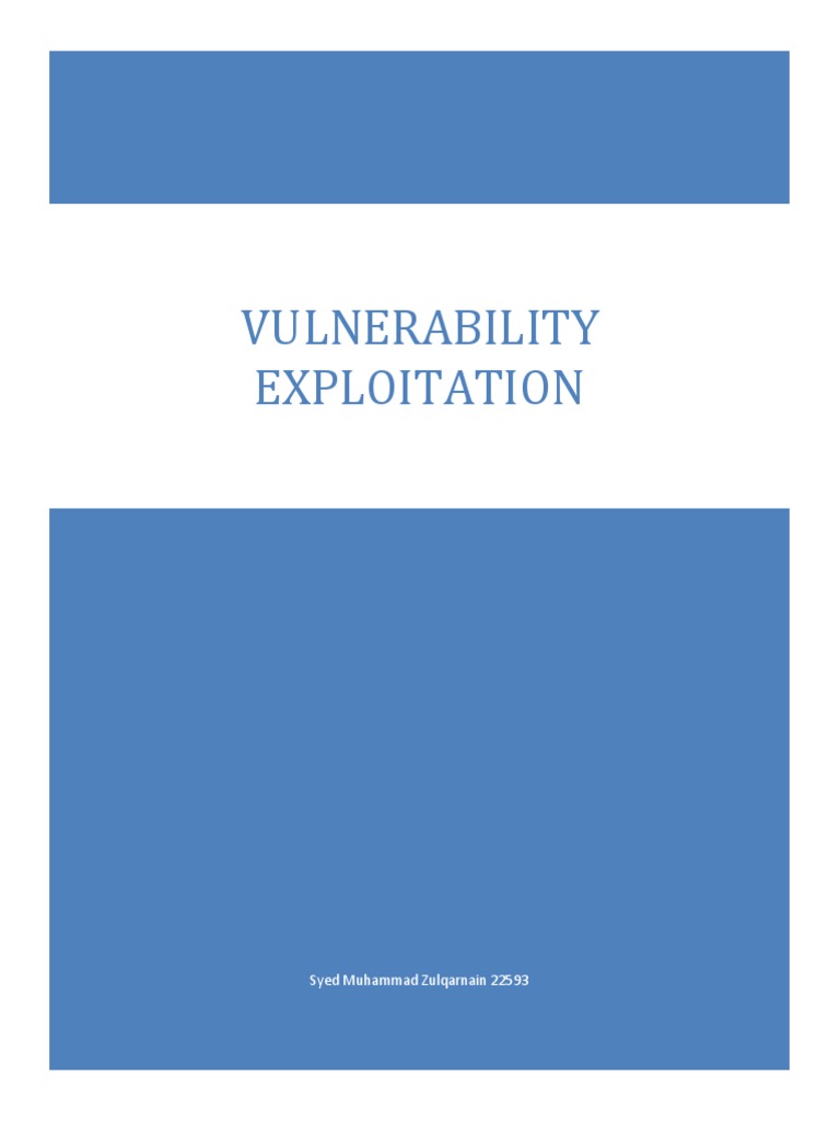 Vulnerability Exploitation Pdf Penetration Test Vulnerability Computing