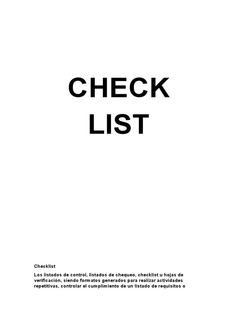 Check List | PDF