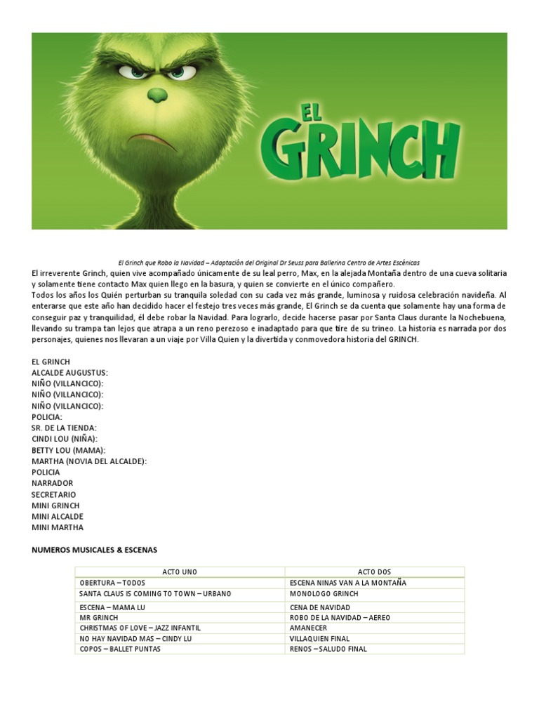 Libreto Grinch 2022 | PDF | Navidad | Dr. Seuss