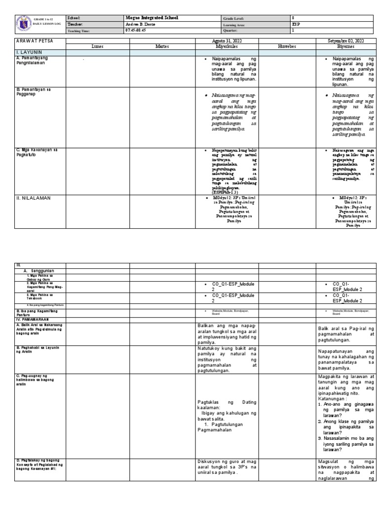 DLL ESP 8 (Week 2) | PDF