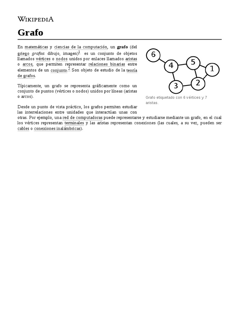 Grafo | PDF | Matemáticas discretas | Teoría de grafos