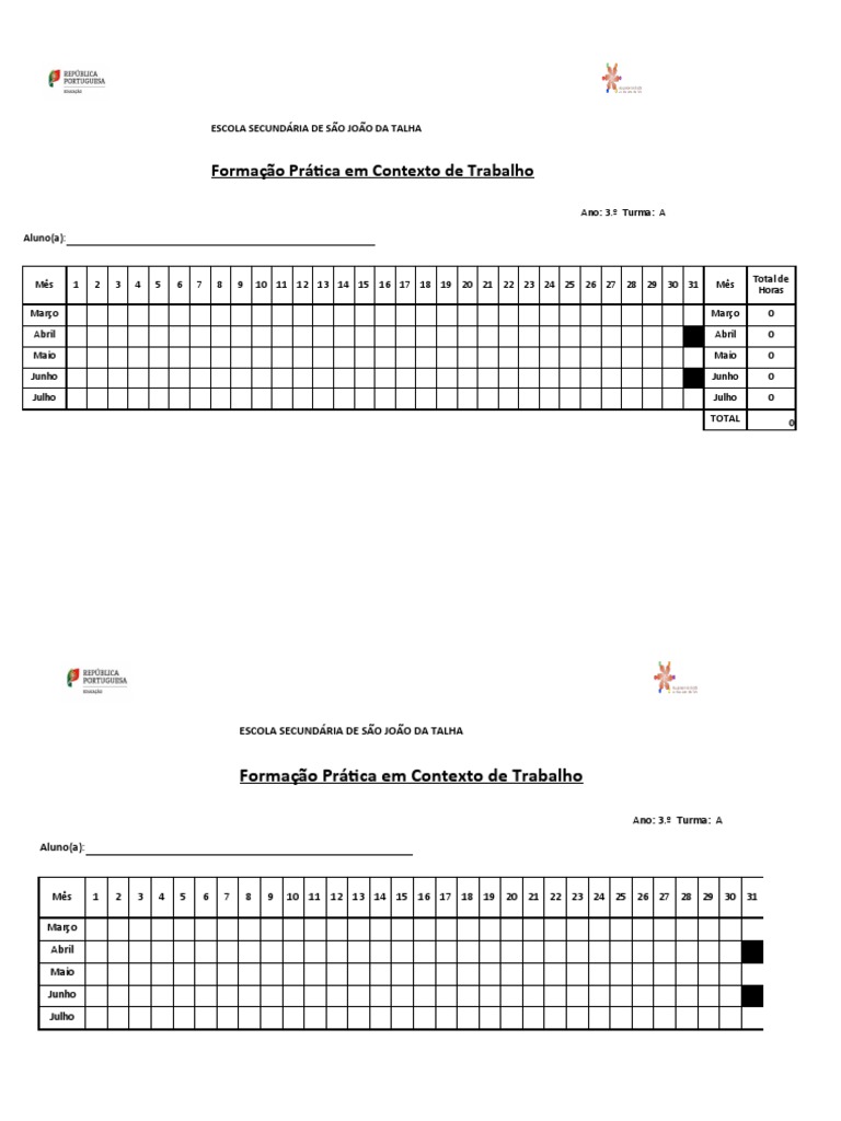 Mapa Controlo de Horas | PDF