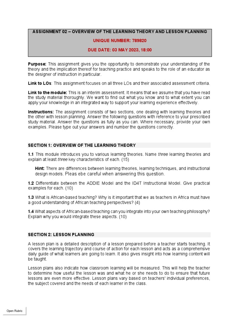 Isc3701-Assignment-01 03 2023 PDF | PDF | Lesson Plan | Lesson Isc3701-Assignment-01 03 2023 PDF | PDF | Lesson Plan | Lesson