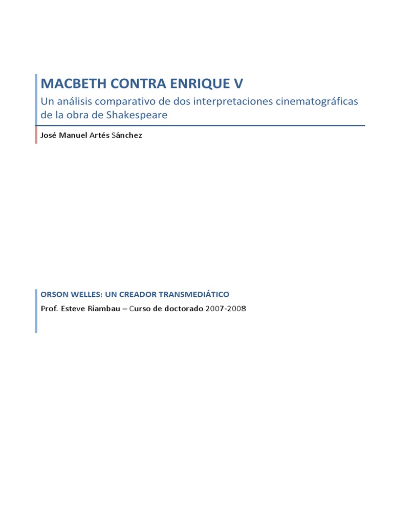 Macbeth Vs Henry V | PDF | Teatro | William Shakespeare