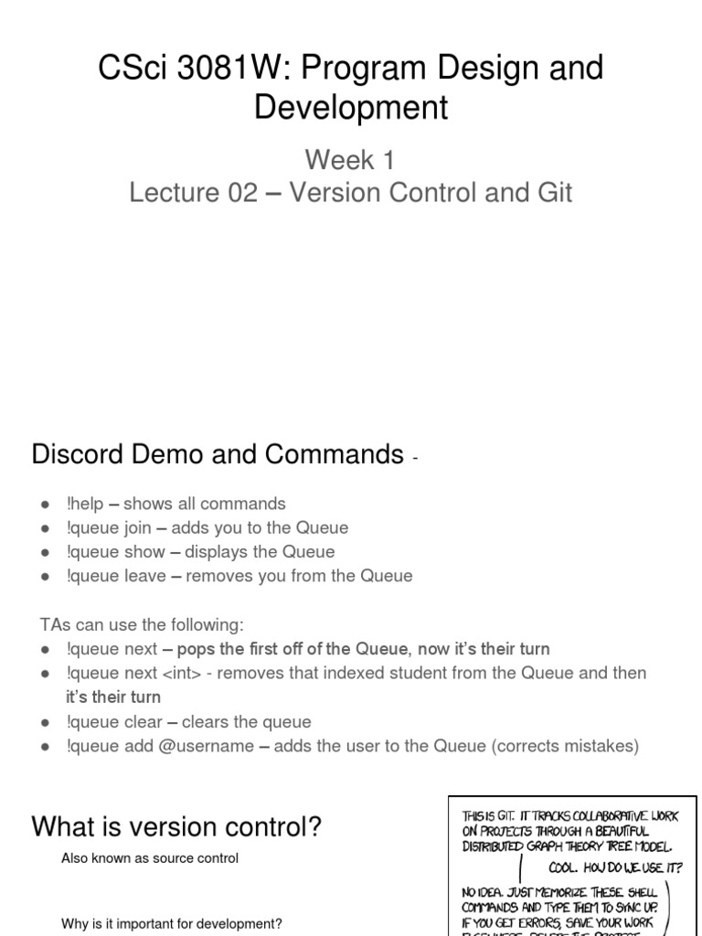Git Version Control For Program Development Pdf Version Control Technology Development