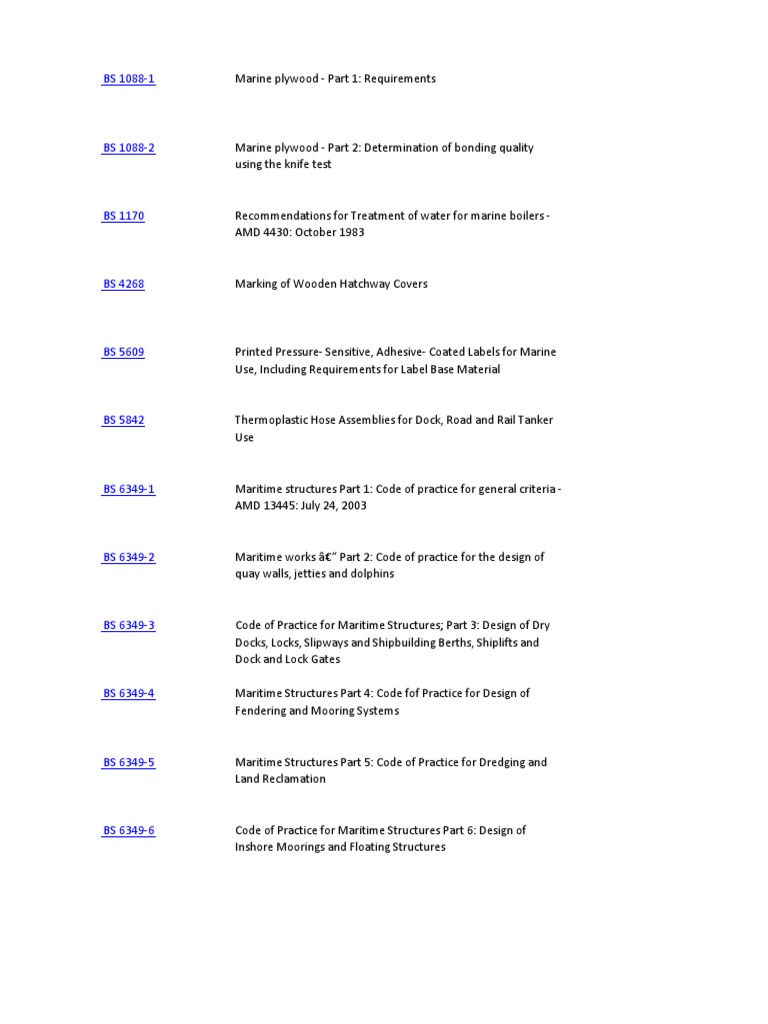BS Numbers Shipbuilding PDF | PDF | Ships | Electrical Wiring