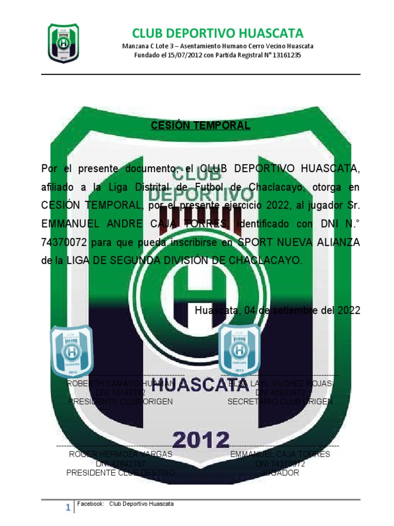 Cesión Temporal Enmanuel | PDF